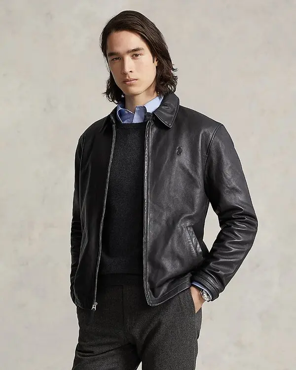 Ralph Lauren Maxwell Lambskin Leather Zip Jacket - Polo